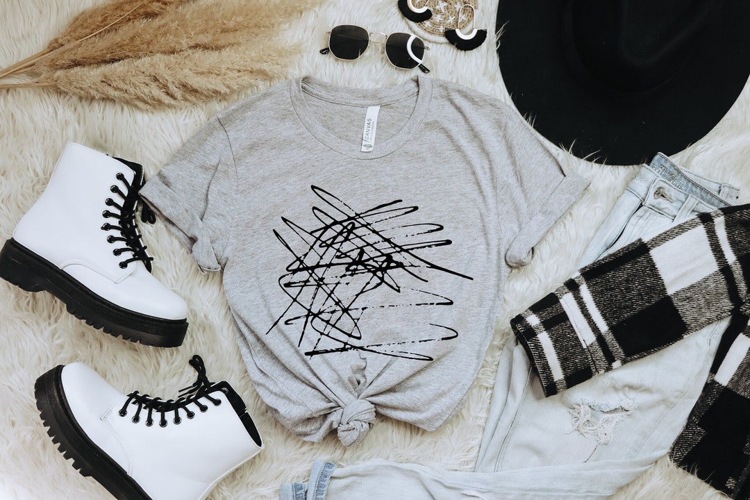 Abstract Shirt, Scribble Tshirt, Hand Drawn Shirt, Minimalist Graphic ...