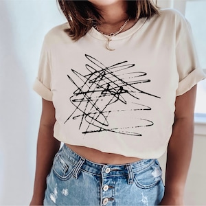 Abstract Shirt, Scribble Tshirt, Hand Drawn Shirt, Minimalist Graphic ...