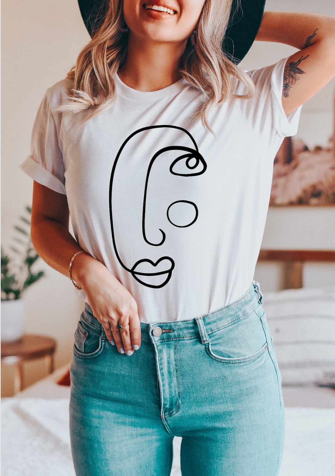 Abstract Face Shirt, Line Art Tshirt, Abstract Graphic Tee, Picasso ...