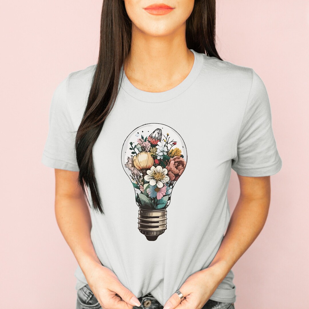 Floral Light Bulb Shirt, Wildflower Graphic Tee, Light Bulb Tshirt ...