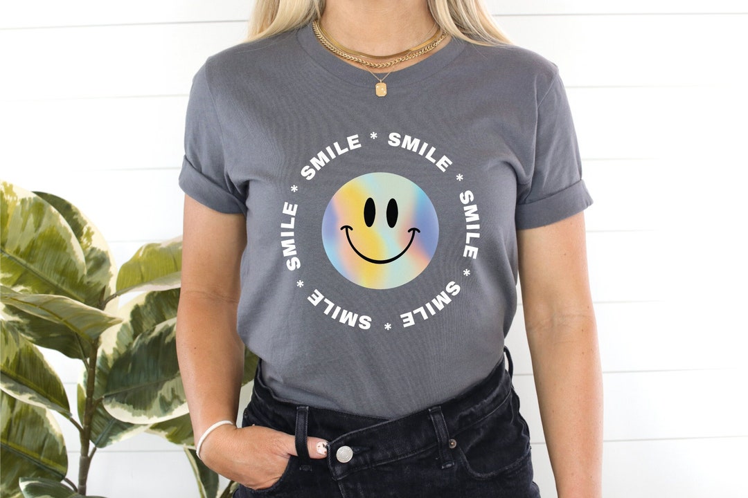 Smile Shirt, Smiley Face Graphic Tee, Happy Tshirt, Positive Vibes Tee ...