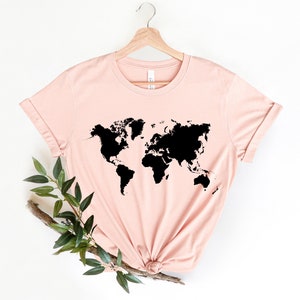 World Map Shirt, Map Graphic Tee, World Tshirt, Minimalist Tee, Travel ...