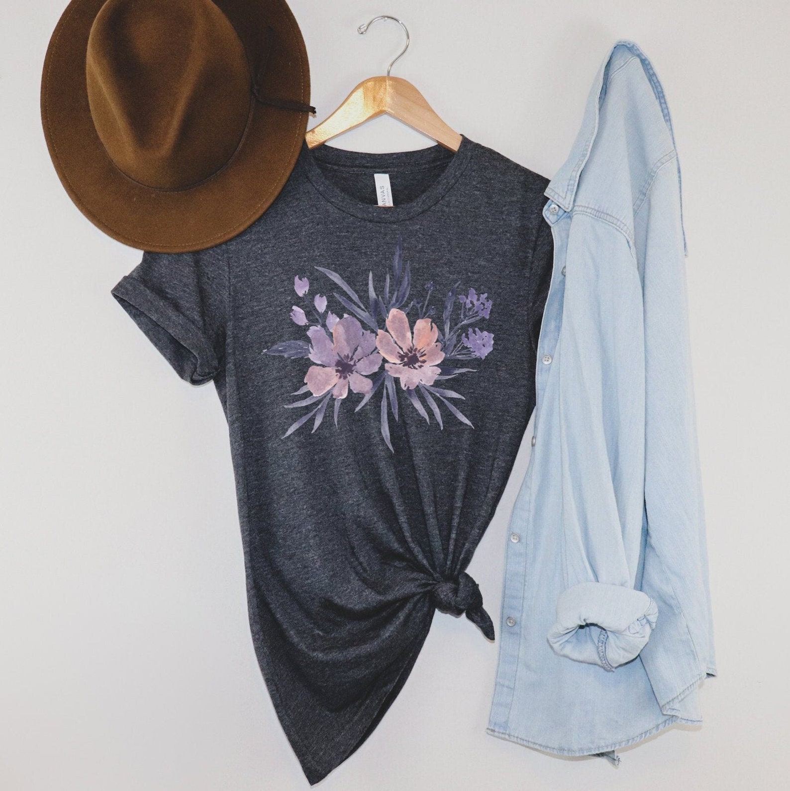 Floral T Shirt Flower T-shirt Pink Purple Flowers Shirt - Etsy