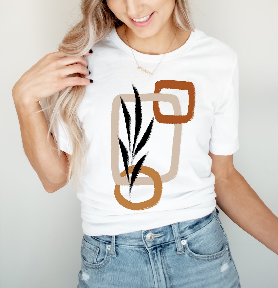 Abstract Graphic Tee, Boho Abstract Tshirt, Botanical Shirt, Abstract ...