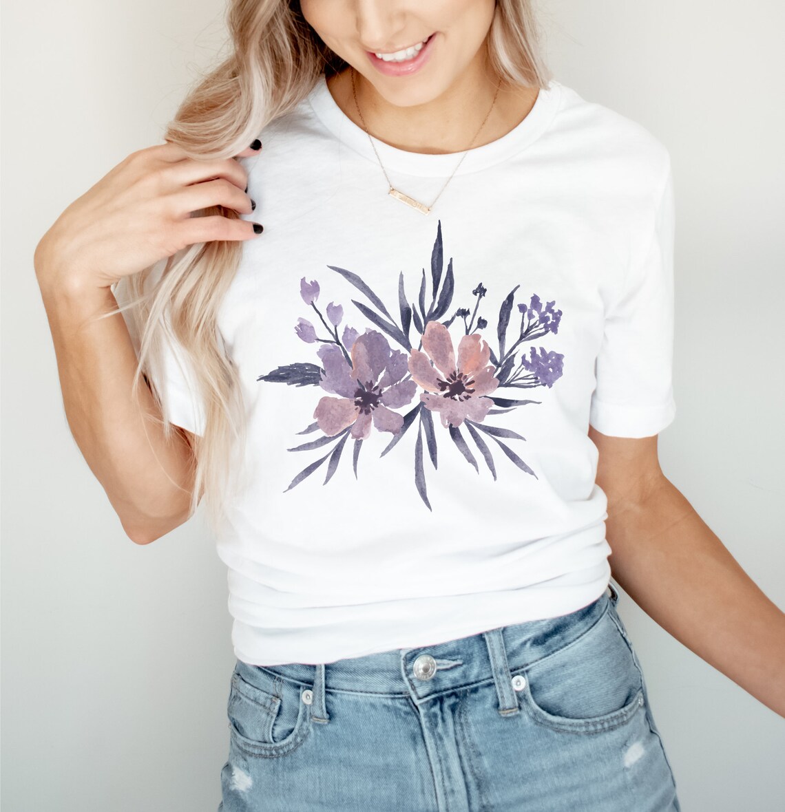 Floral T Shirt Flower T-shirt Pink Purple Flowers Shirt - Etsy