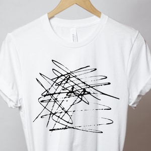 Abstract Shirt, Scribble Tshirt, Hand Drawn Shirt, Minimalist Graphic ...
