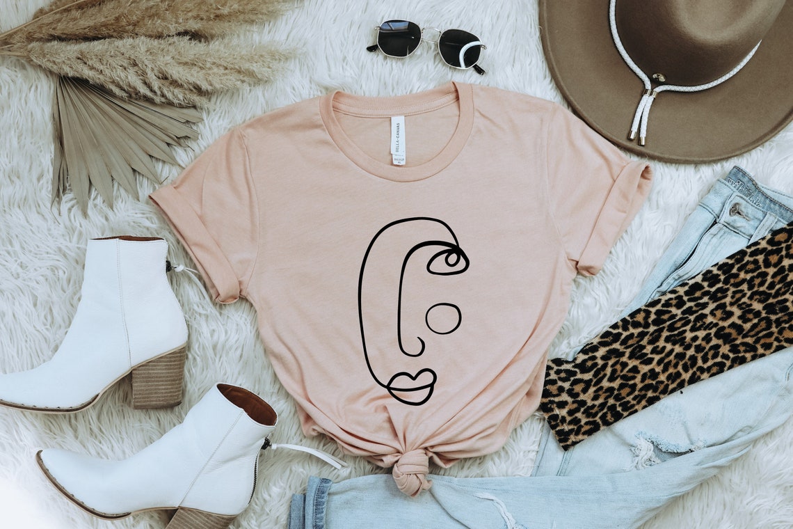 Abstract Face Shirt Line Art Tshirt Abstract Graphic Tee | Etsy