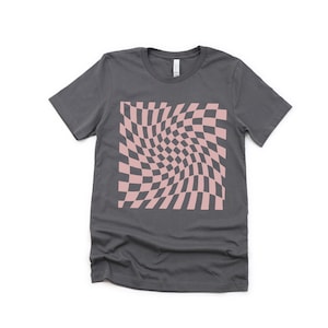 Checkerboard Shirt, Wavy Checkered Pattern, Optical Illusion Tee ...