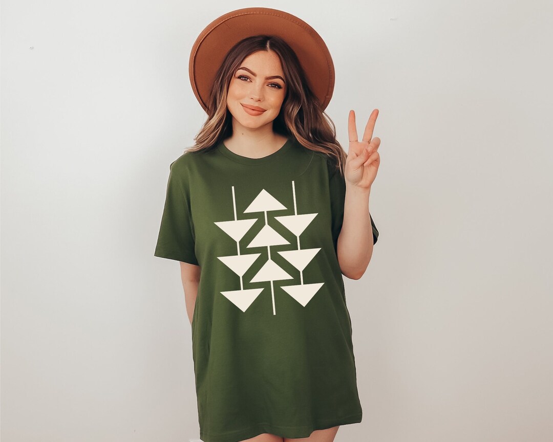 Abstract Graphic Tee, Triangle Pattern Shirt, Geometric Tshirt, Boho ...