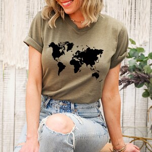 World Map Shirt, Map Graphic Tee, World Tshirt, Minimalist Tee, Travel ...