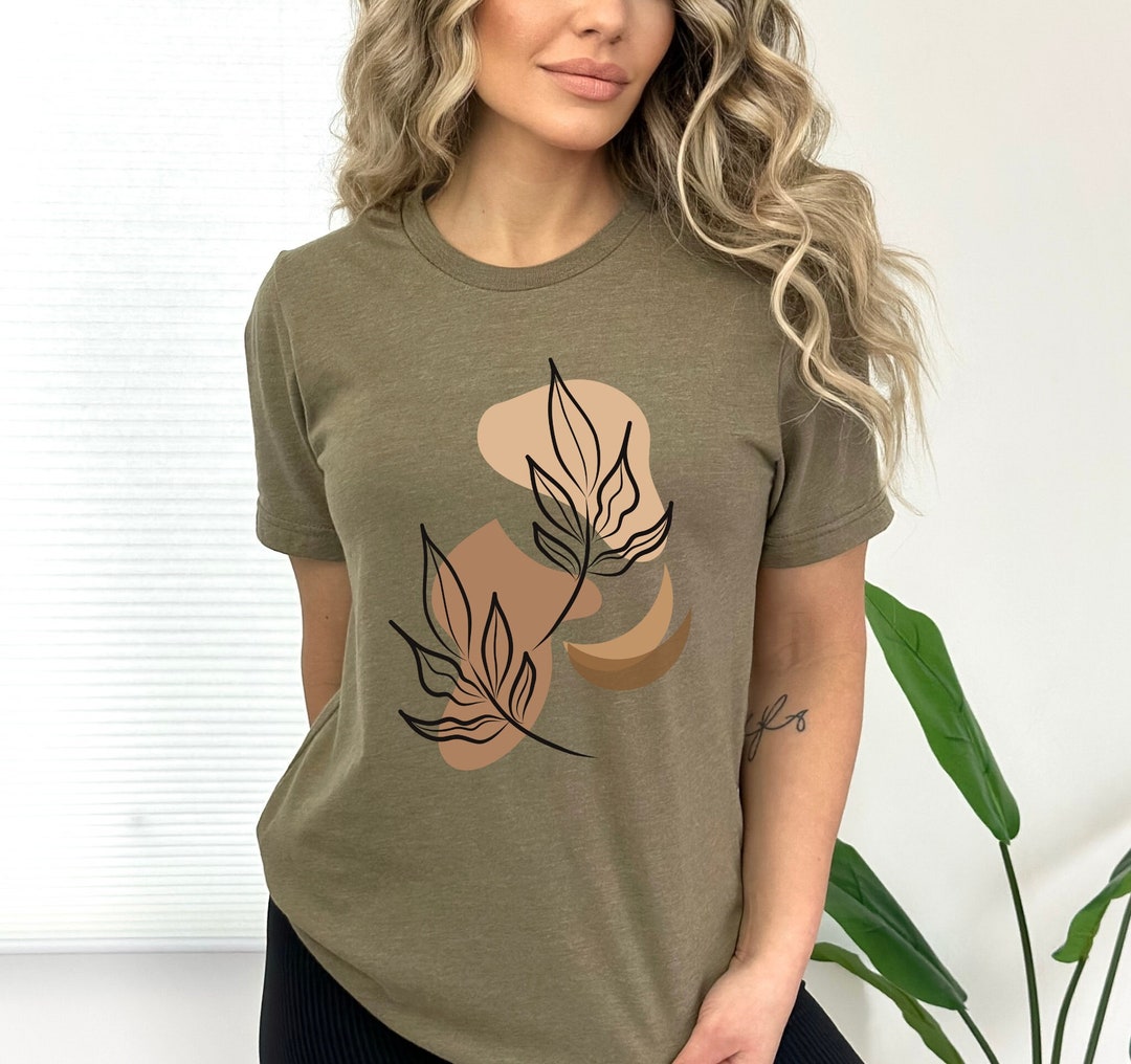 Boho Abstract Leaves Shirt, Abstract Graphic Tee, Plant Shirt, Boho ...