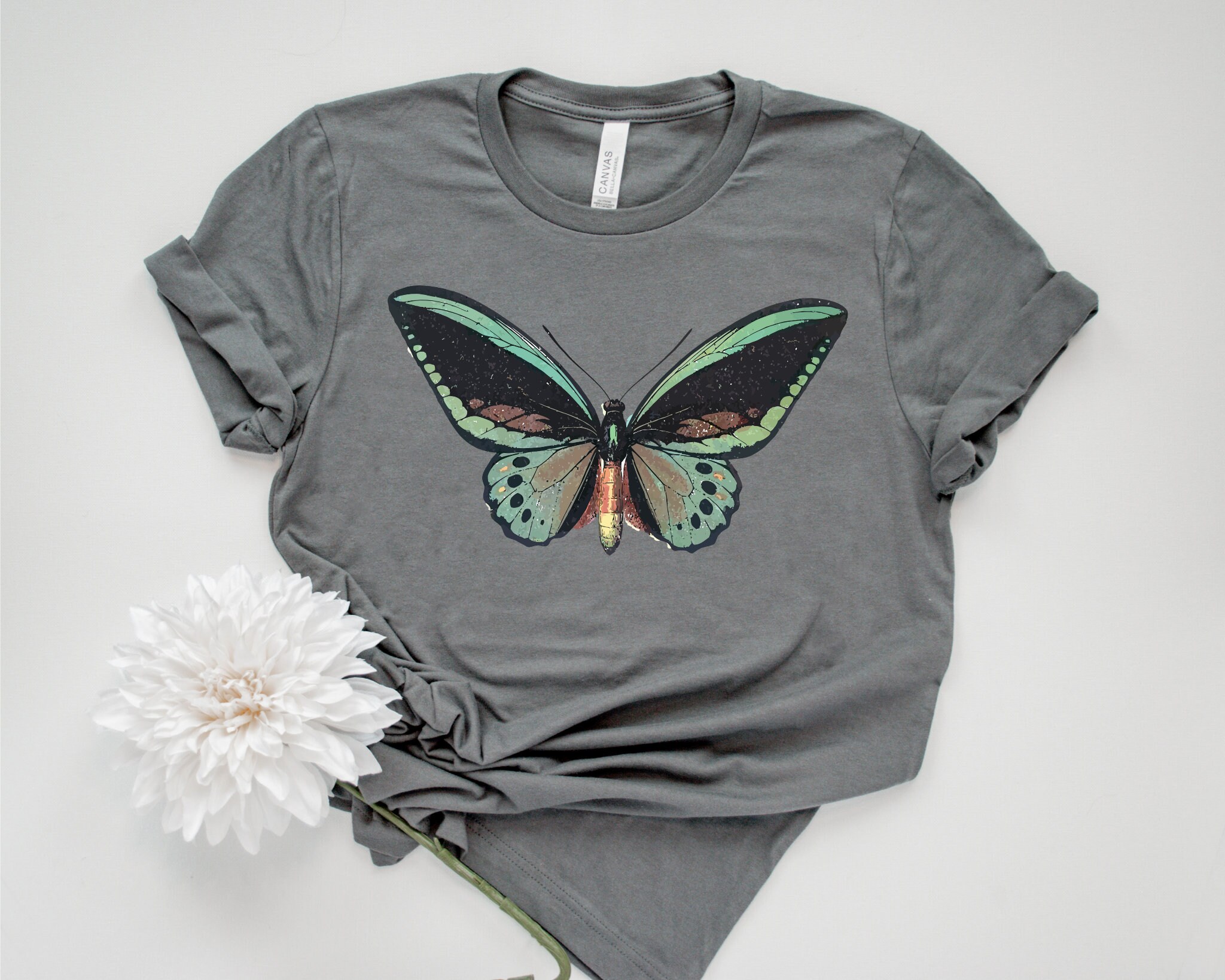 Vintage Butterfly Shirt, Blue Butterfly Graphic Tee, Boho Shirt, Nature ...