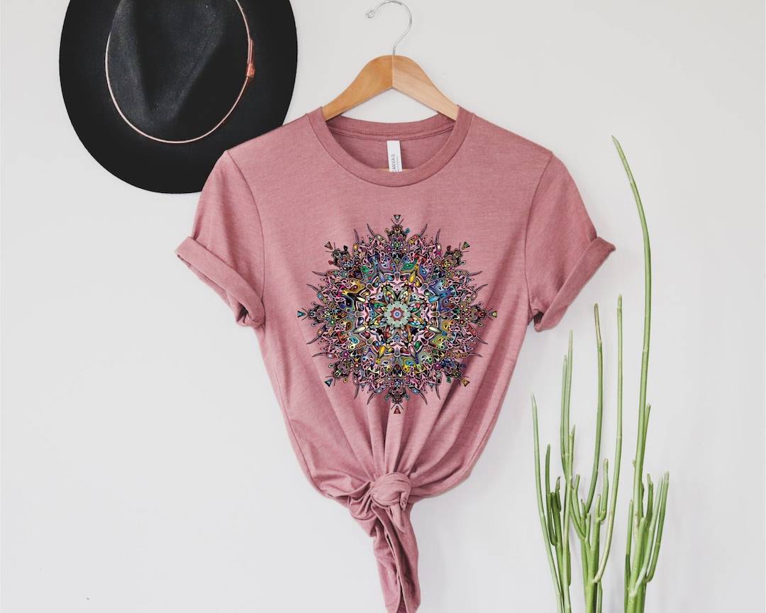 Mandala Shirt, Floral Lotus Mandala, Geometric Abstract Shirt, Colorful ...