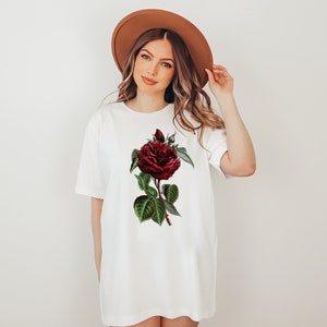 Red Rose Shirt, Vintage Rose Tshirt, Floral Graphic Tee, Flower Shirt ...