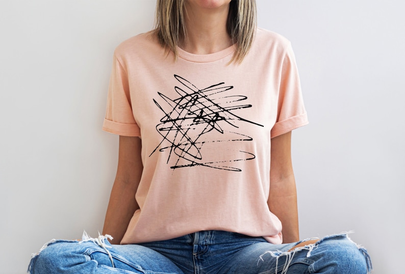 Abstract Shirt, Scribble Tshirt, Hand Drawn Shirt, Minimalist Graphic ...