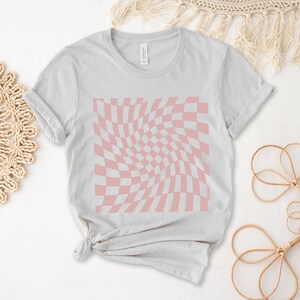 Checkerboard Shirt, Wavy Checkered Pattern, Optical Illusion Tee ...