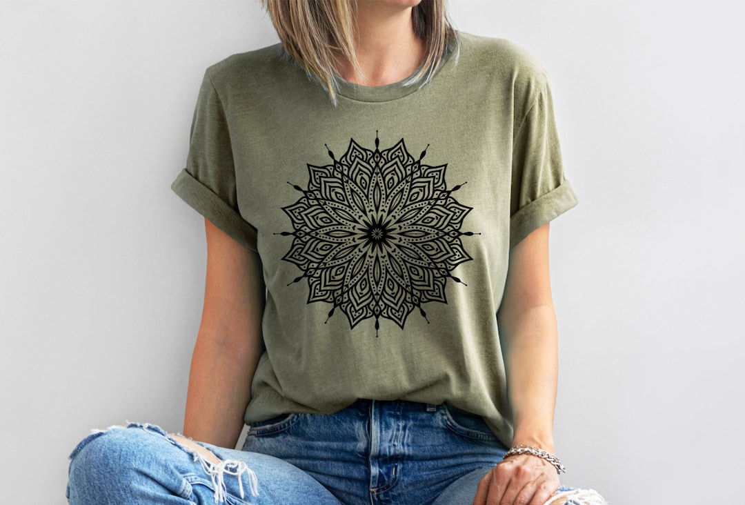 Mandala Shirt, Floral Mandala Lotus Shirt, Mandala Graphic Tee, Mandala ...