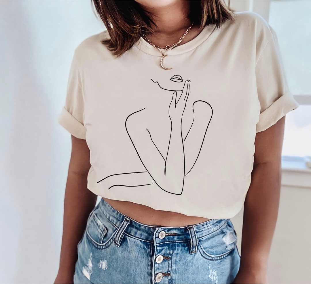 Line Art Graphic Tee, Silhouette Shirt, One Line Drawing, Minimalist ...