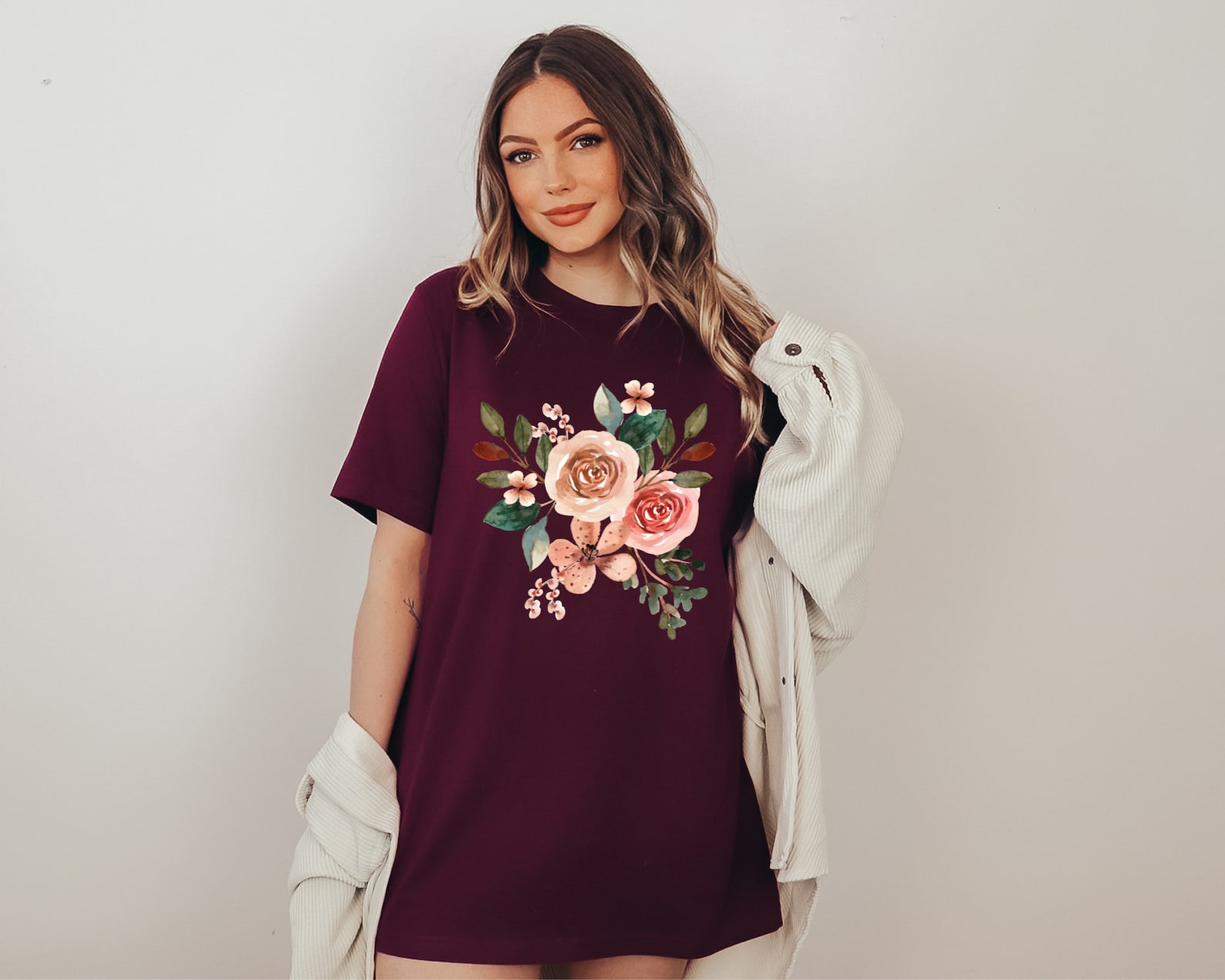 Watercolor Floral Shirt Flower Bouquet Tshirt Rose Shirt - Etsy