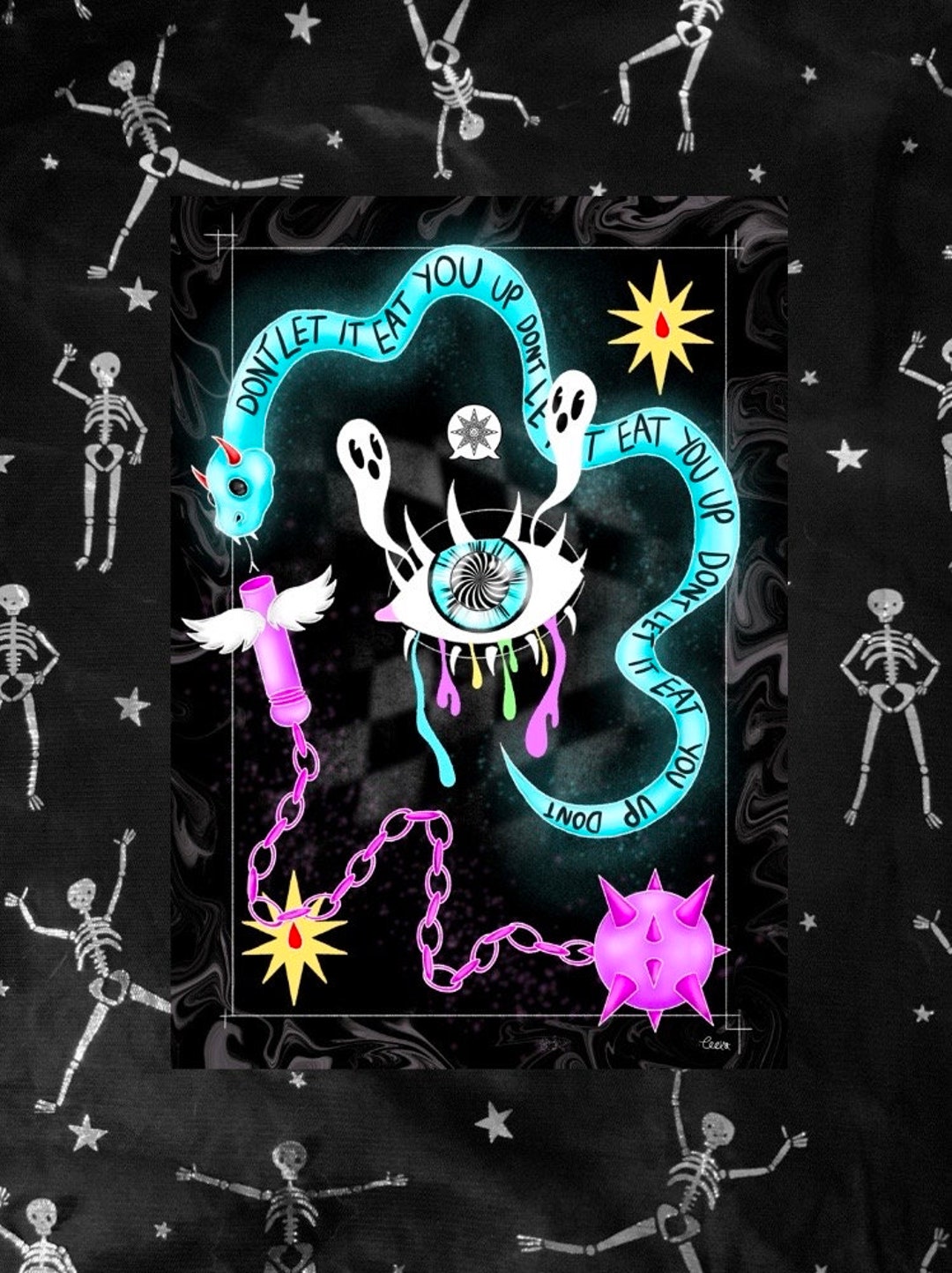 Trippy Gothic Neon Snake Eye A4 Art Print - Etsy