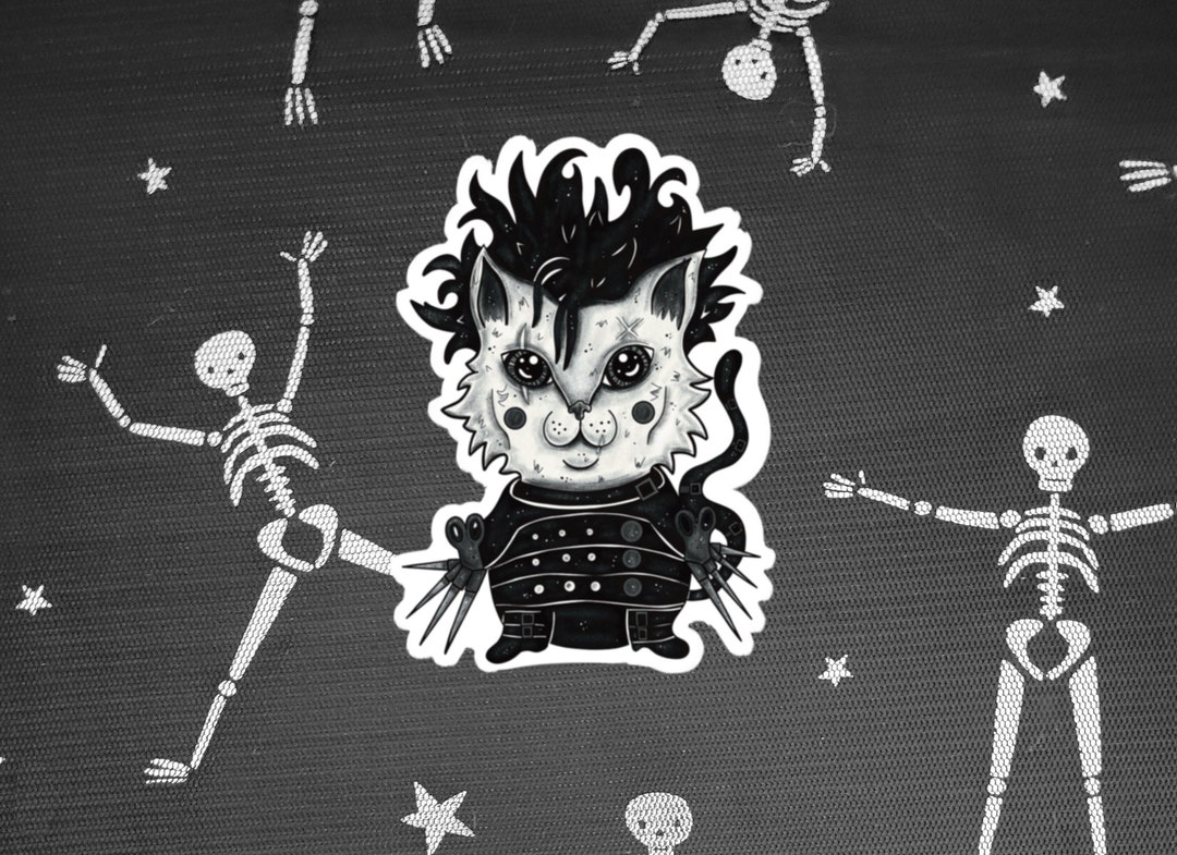 Edward Scissorhands Sticker - Cat Sticker - Tim Burton Sticker - Cute ...