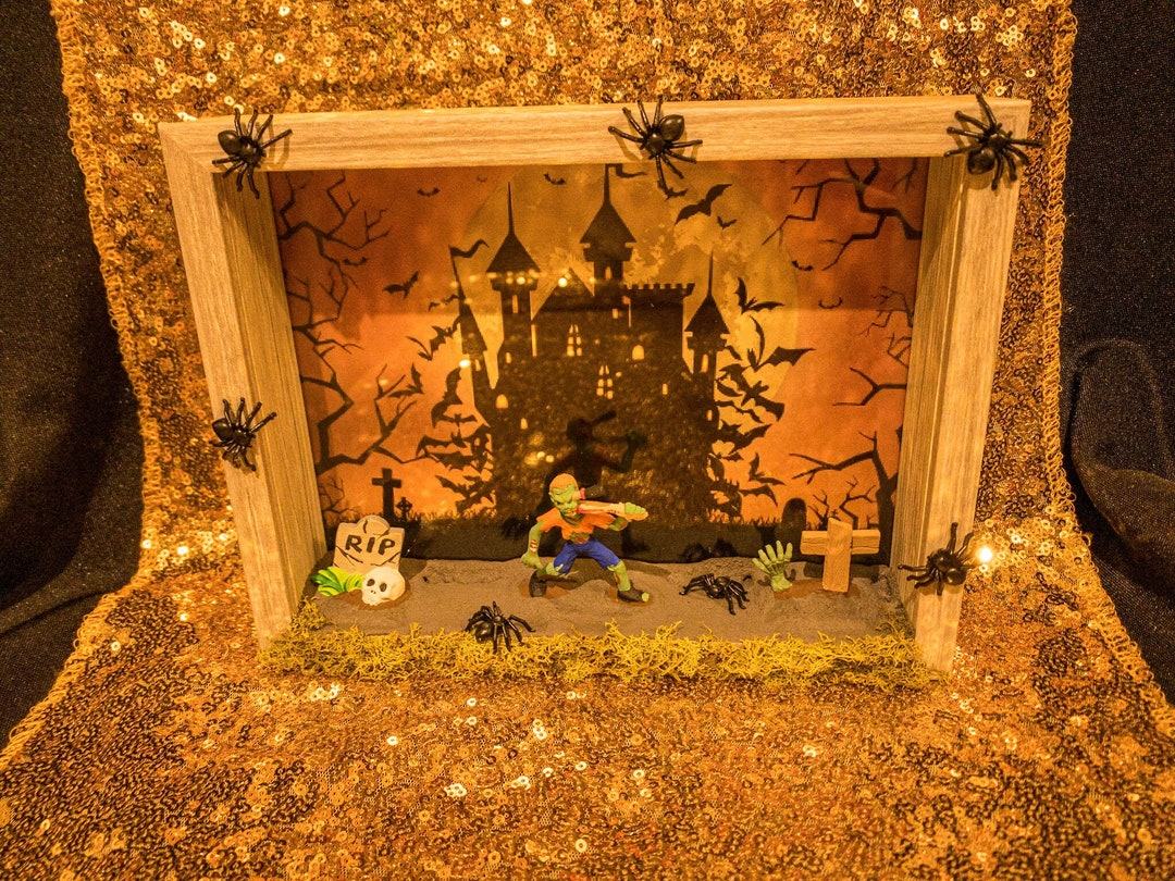 Shadow Box Scene, Attack of the Zombies, Halloween Decor - Etsy
