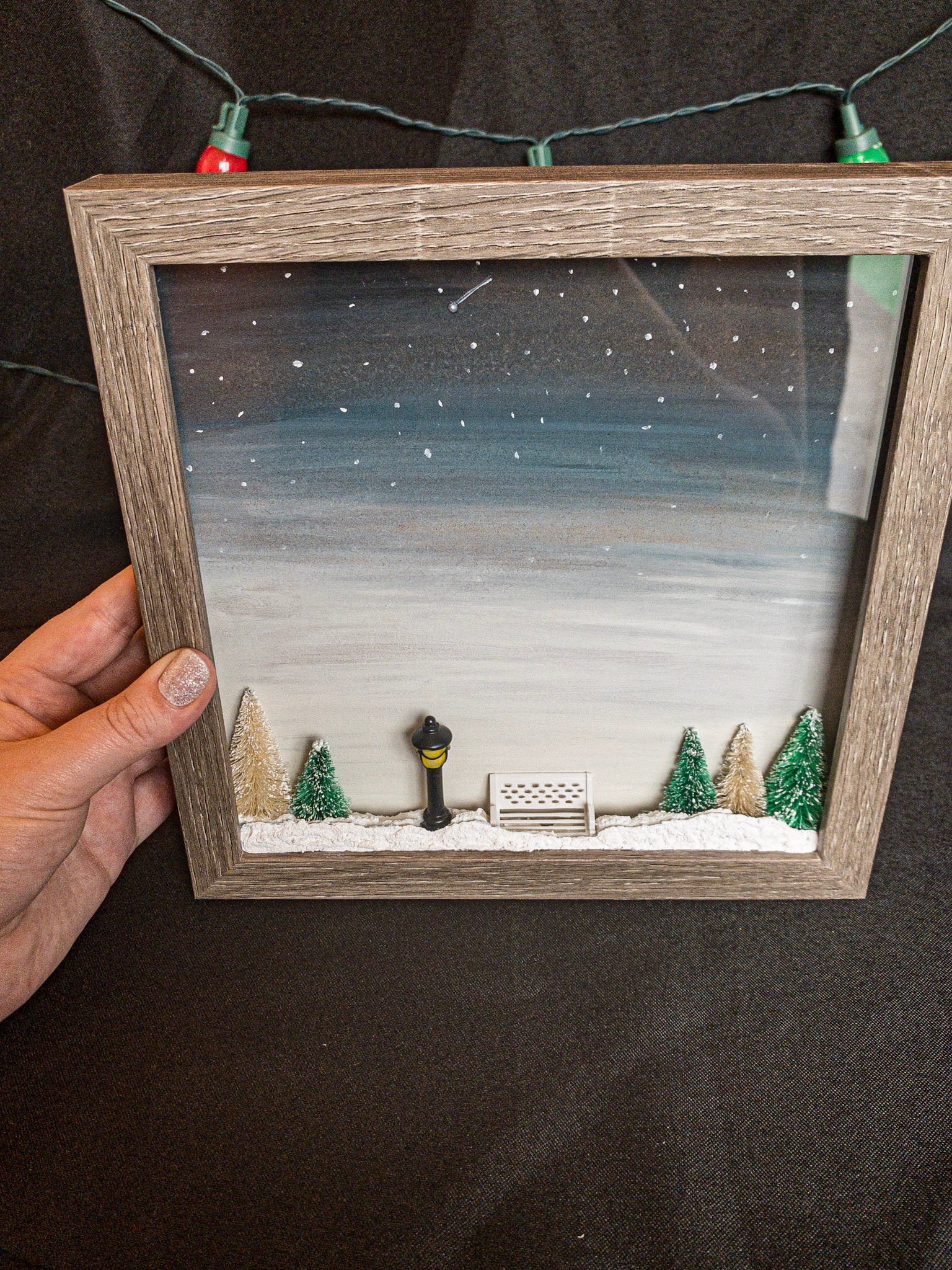 Shadow Box Winter Scene, Starry Night, Shooting Star - Etsy