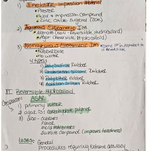 Dental Materials I & II (dental Hygiene Study Notes, Charts, and ...