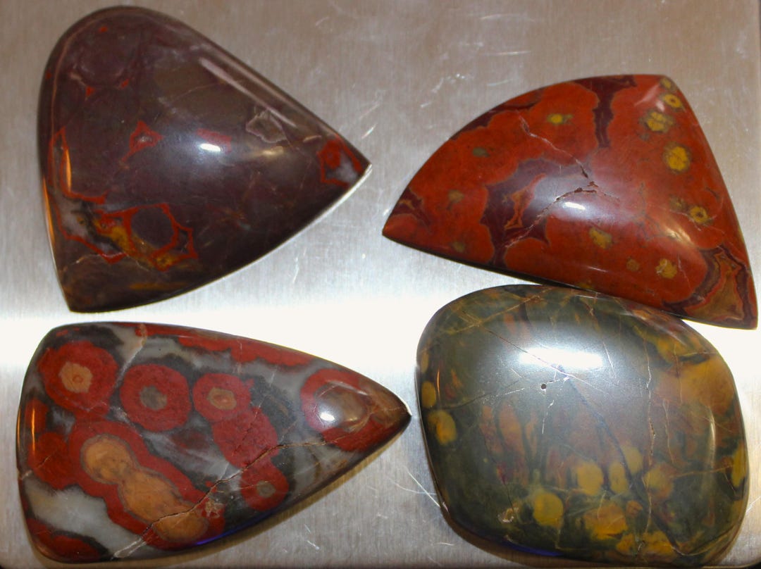 4 California Poppy Jasper Pieces - Etsy