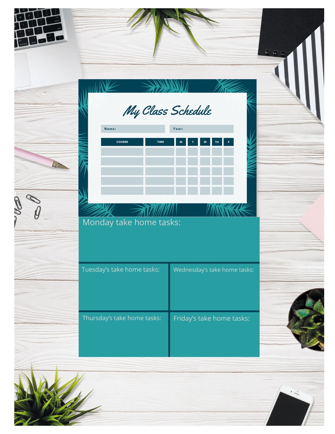 Blue class schedule digital download | Etsy