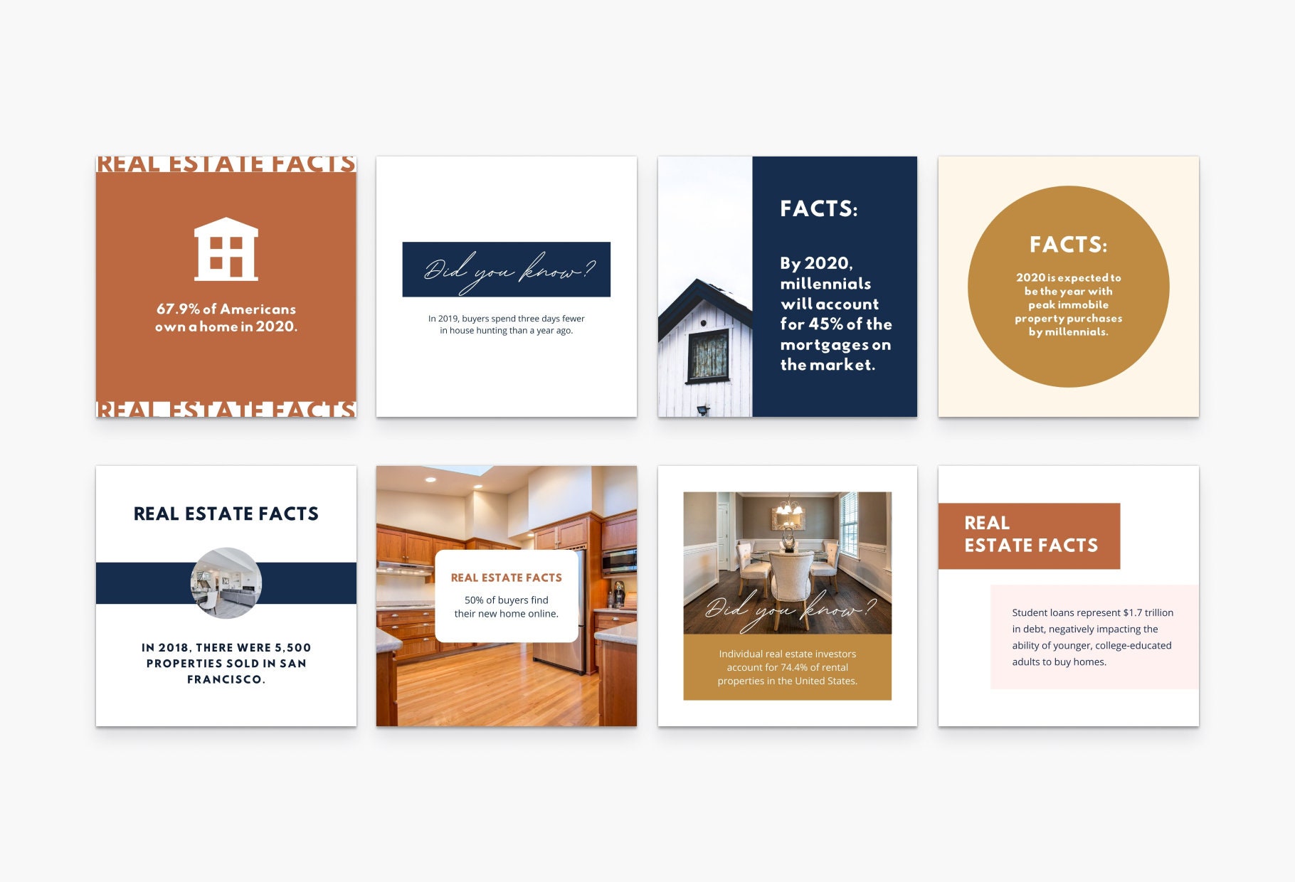 48 Real Estate Facts and Tips Instagram Posts Stories Templates for ...