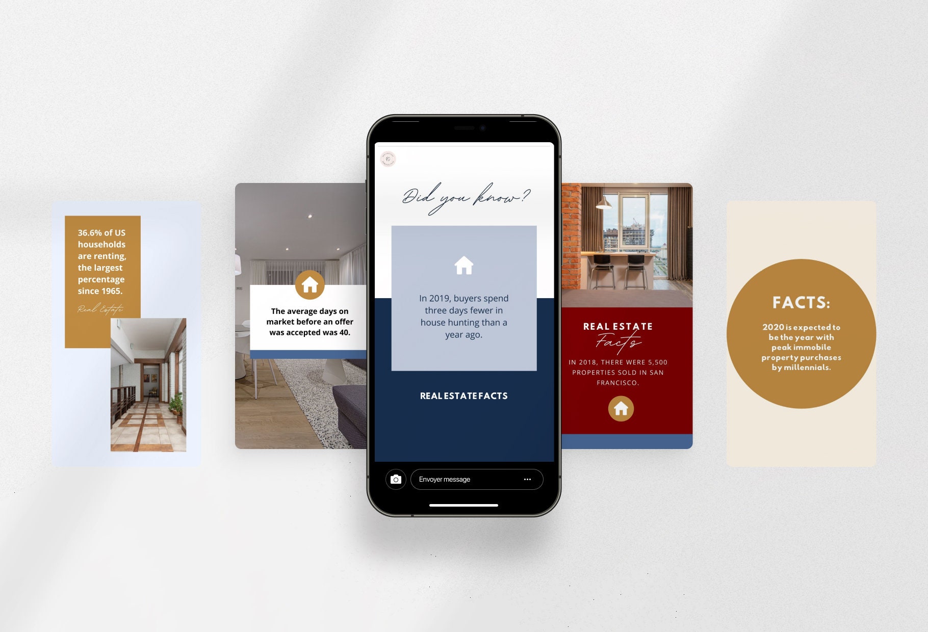 48 Real Estate Facts and Tips Instagram Posts Stories Templates for ...
