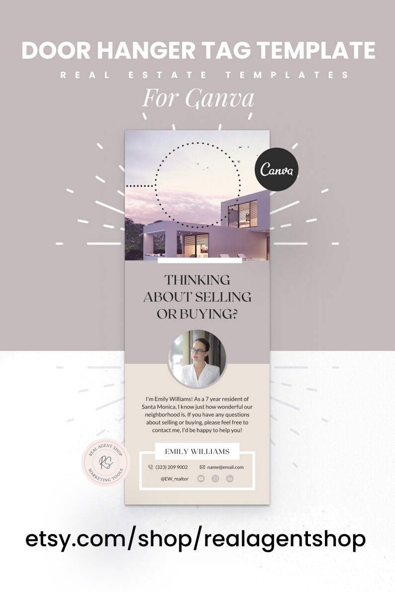 Real Estate Door Hanger Tag Canva Template Selling or Buying - Etsy