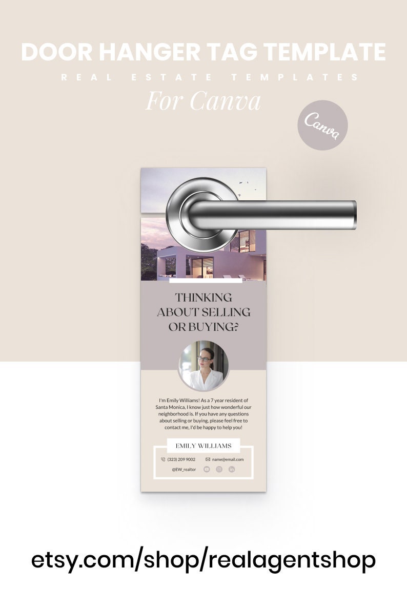 Real Estate Door Hanger Tag Canva Template Selling or Buying - Etsy