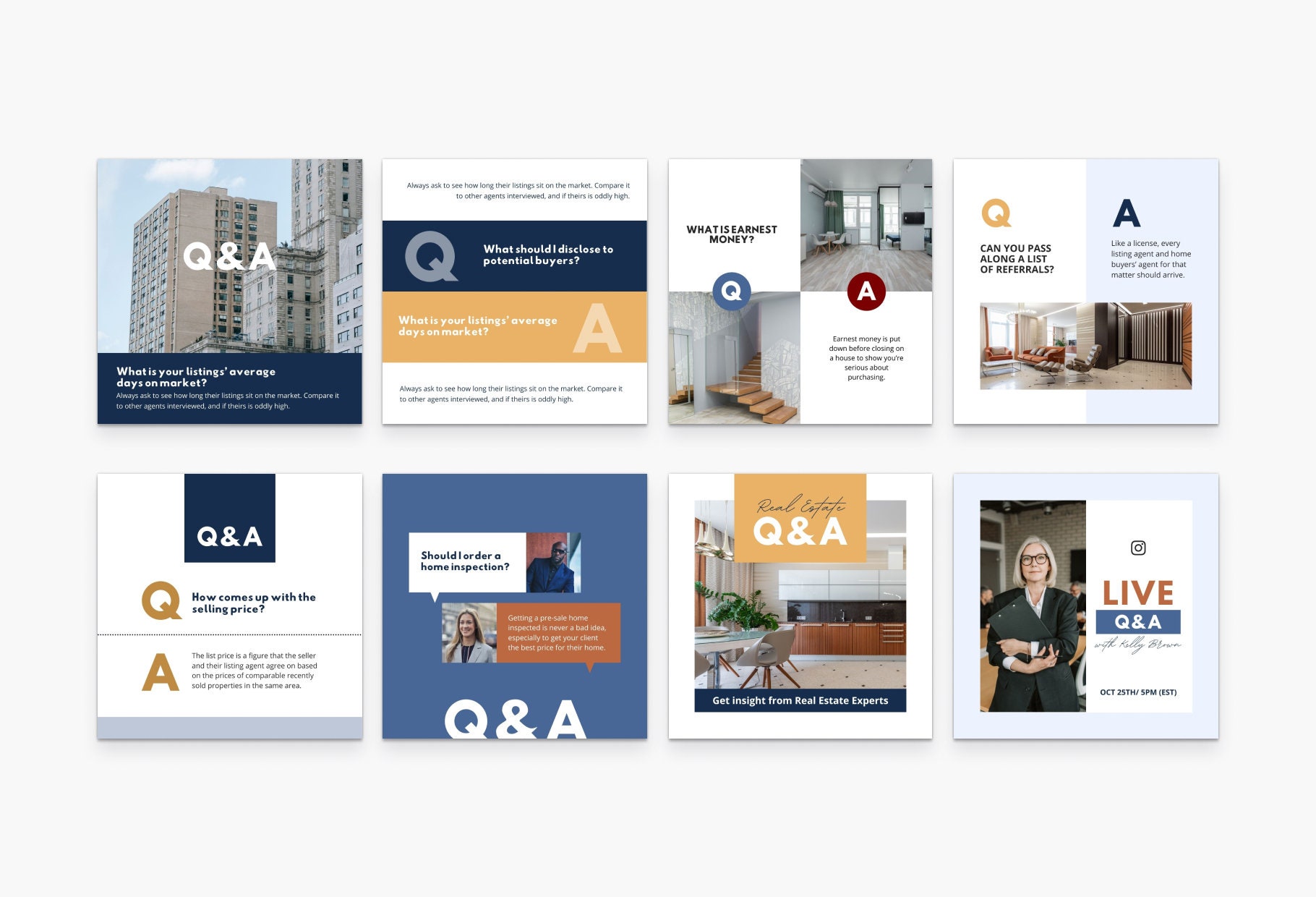 48 Q & A Real Estate Instagram Posts Stories Canva Templates for Agents ...
