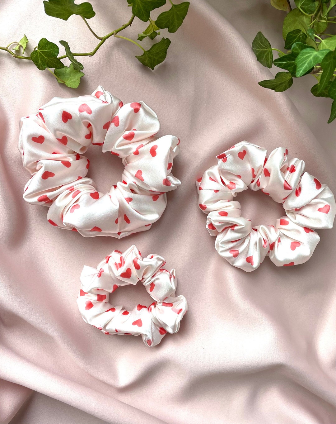 Heart Satin Scrunchie Valentines Classic, Oversized and Kids Sizes ...