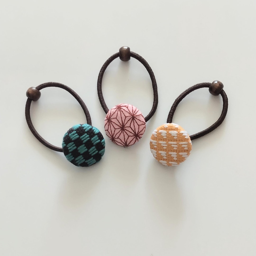 Japanese Embroidery Hair Ties, Anime Hair Ties, Adult Hair Ties ...