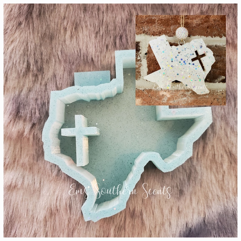 Texas With Cross Cut Out Car Freshie Mold - Etsy