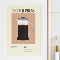 French Press Line Art Print: Minimalist Coffee Corner Decor - Etsy