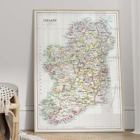 Ireland Vintage Framed Map 1844 (G) - Etsy