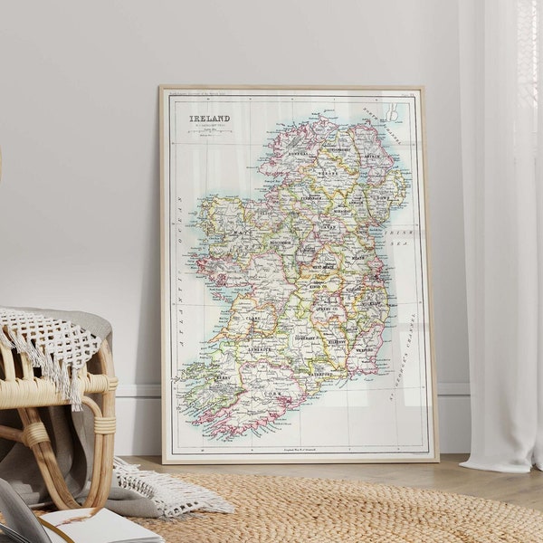 Antique Framed Map of Ireland - Etsy