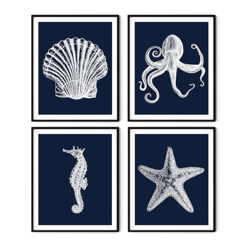 Navy Blue Nautical Wall Art - Etsy