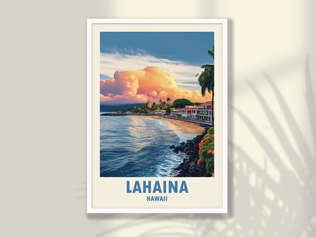 Lahaina Hawaii Travel Poster: Beach Wall Art (framed & Canvas) - Etsy