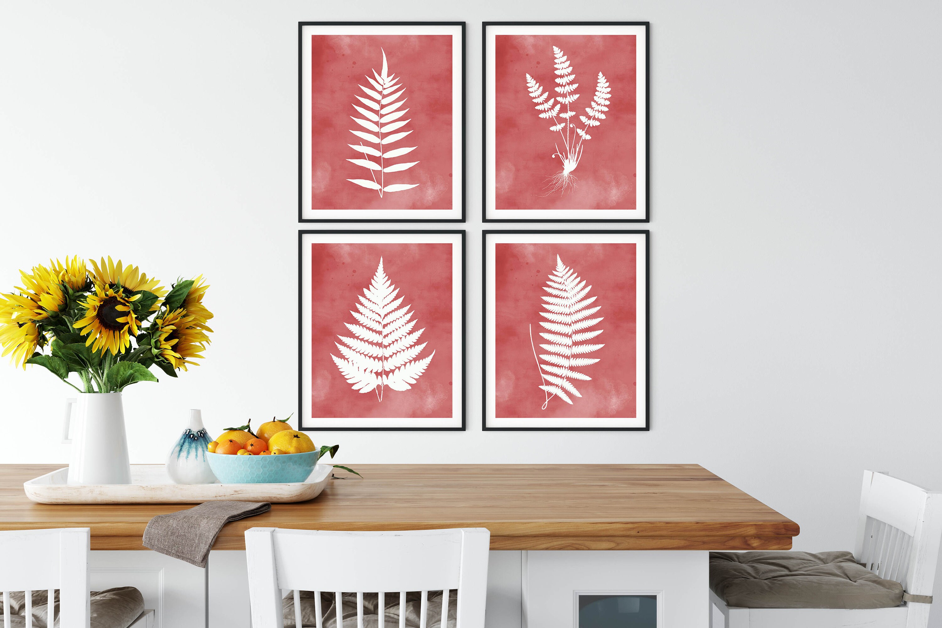 Blush Watercolor Fern Print Set of 4 Fern Wall Art - Etsy