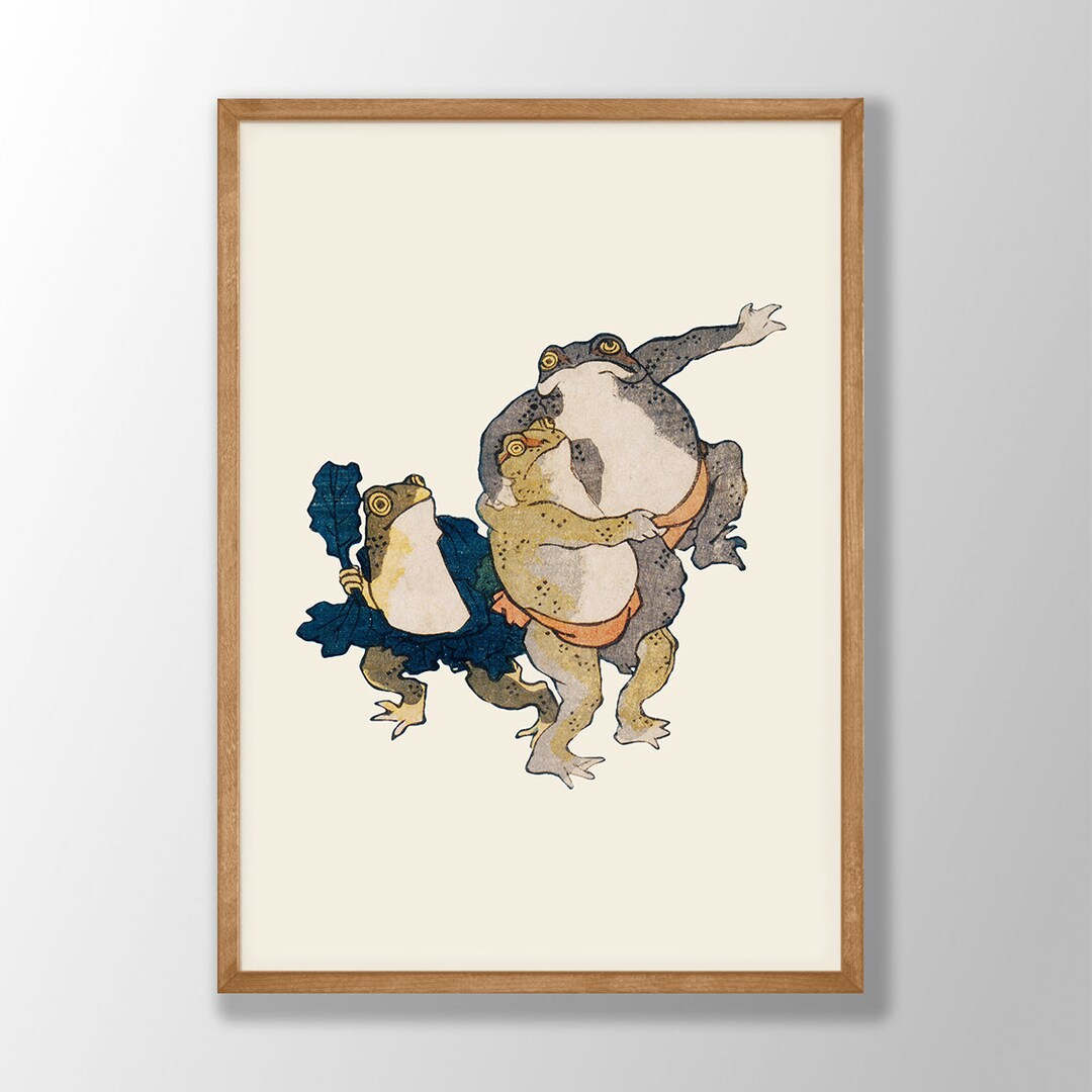 Japanese Frog Woodblock Print: Ukiyo-e Wall Art - Etsy Australia