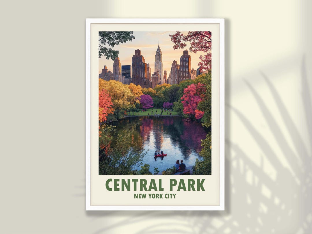 Central Park Travel Poster - Central Park Print, Travel Print, Travel ...