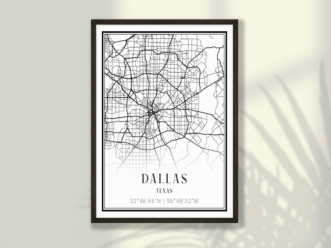 Dallas City Map Poster - Dallas Wall Art, Dallas Print, Texas Travel ...