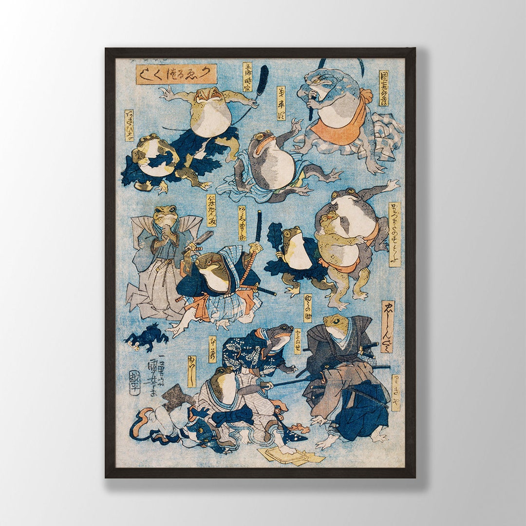 Japanese Frogs Art Print: Utagawa Kuniyoshi Kabuki Heroes - Etsy