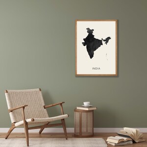 Watercolor India Map Art Print: Minimalist Travel Wall Decor - Etsy