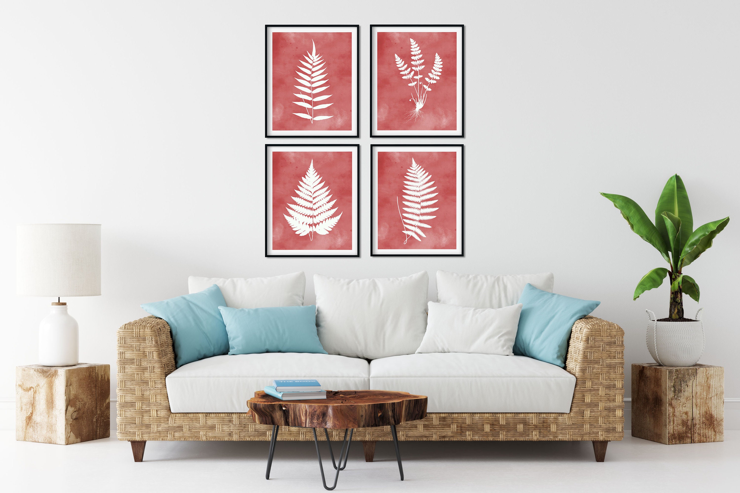 Blush Watercolor Fern Print Set of 4 Fern Wall Art - Etsy